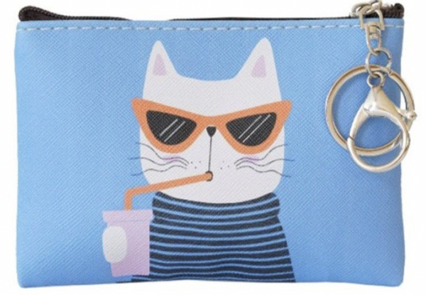 Blue Cat 5" X 4" Zip Pouch | Quilted Strait